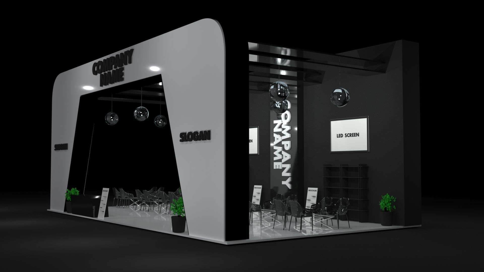 White and Black Booth Exhibition Stand Stall 3D model | CGTrader