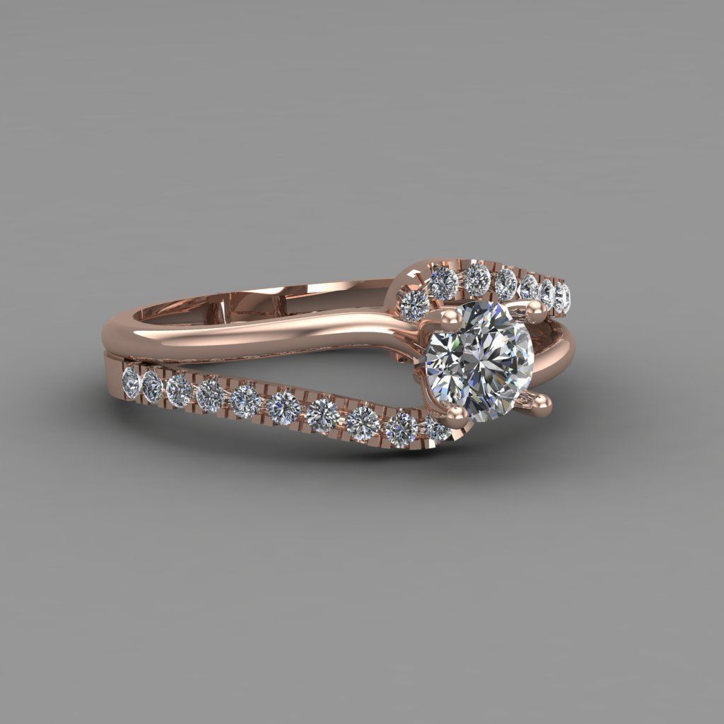 Rose Gold Women Diamond Ring 3D print model 3D model 3D printable ...