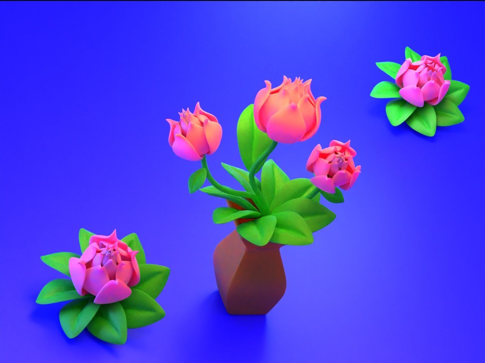 3D model Low poly Flower with Vase VR / AR / low-poly | CGTrader