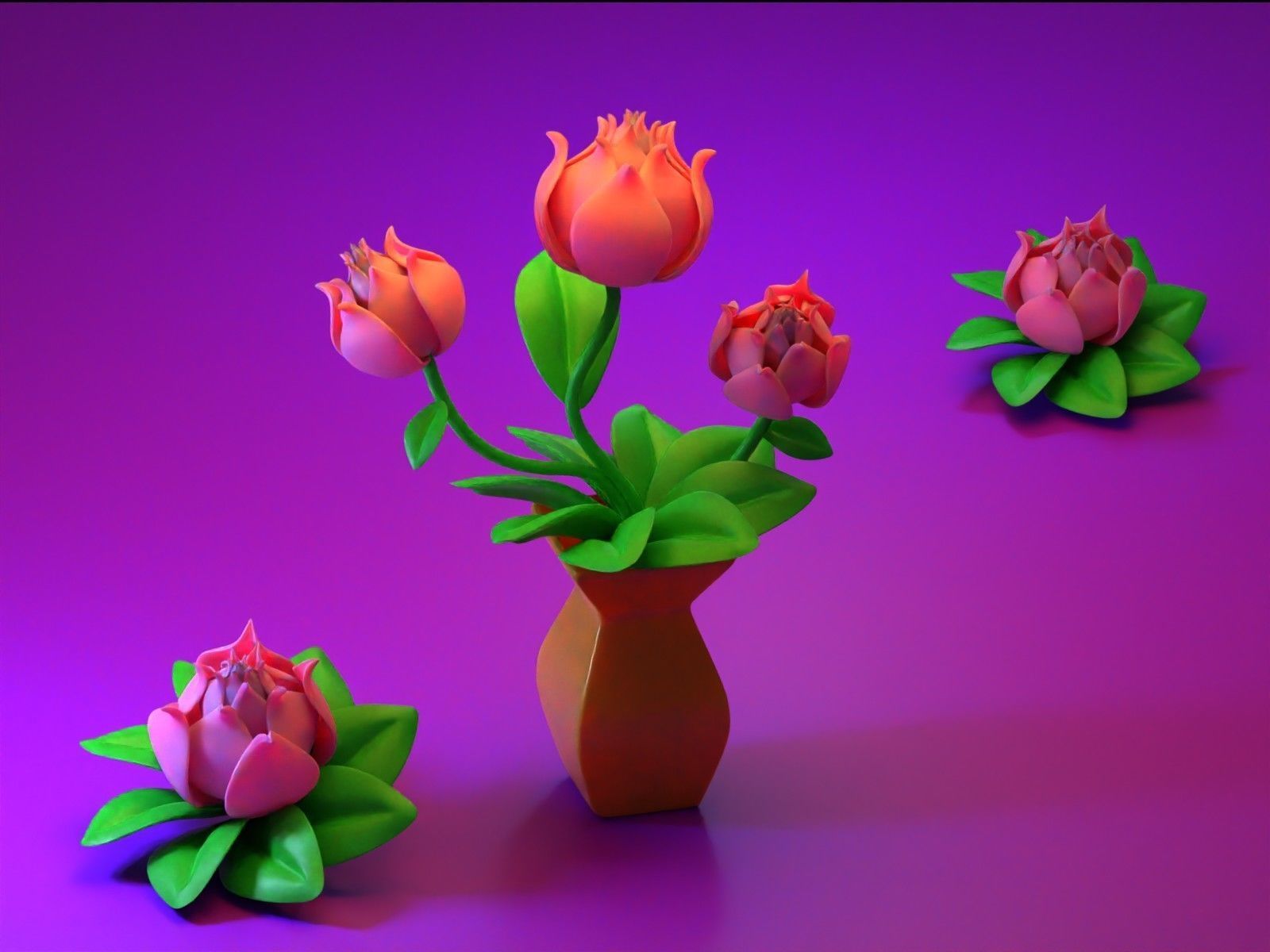 3D model Low poly Flower with Vase VR / AR / low-poly | CGTrader