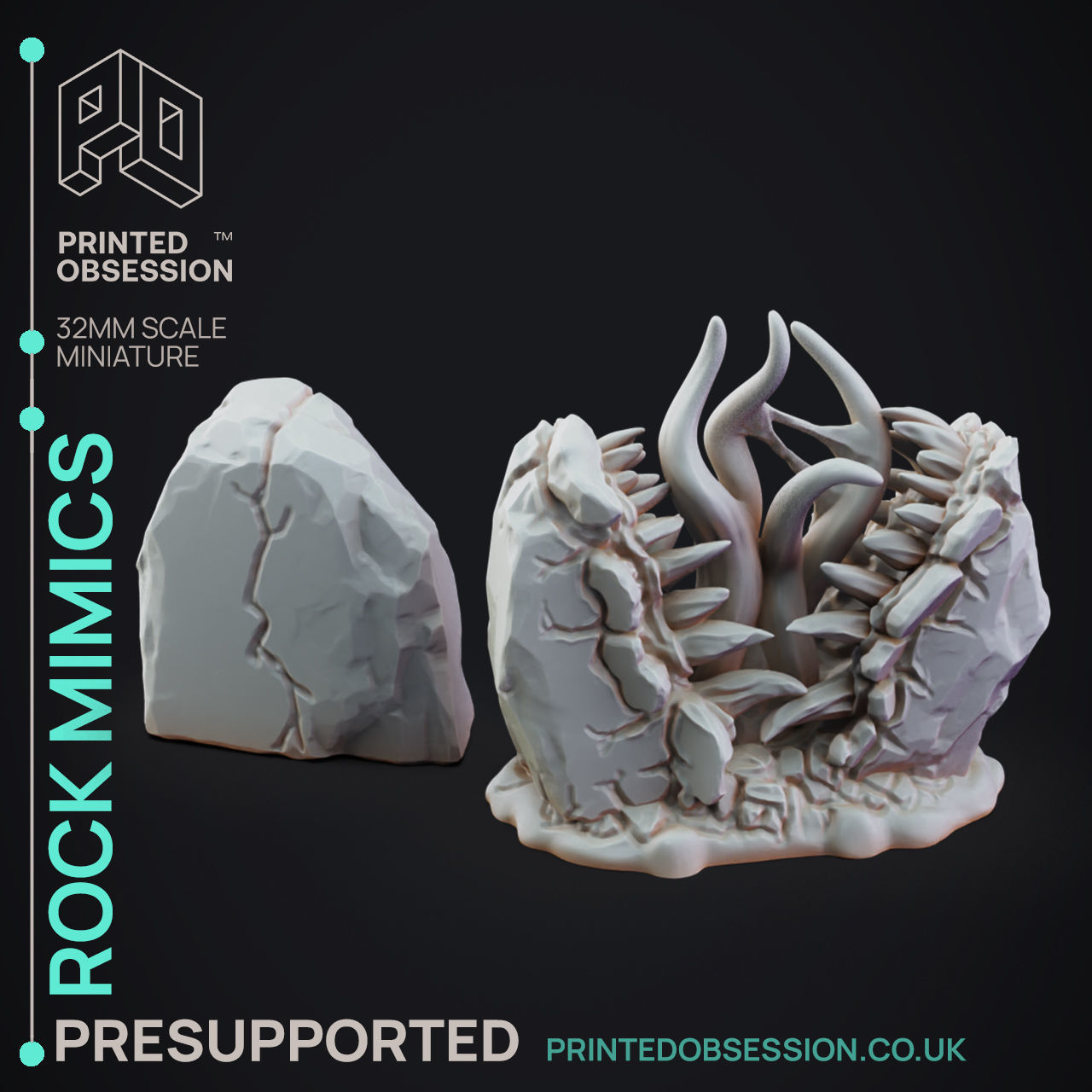 Rock Mimic - 3D Printable TTRPG - PRESUPPORTED - 32mm Scale 3D model 3D printable | CGTrader