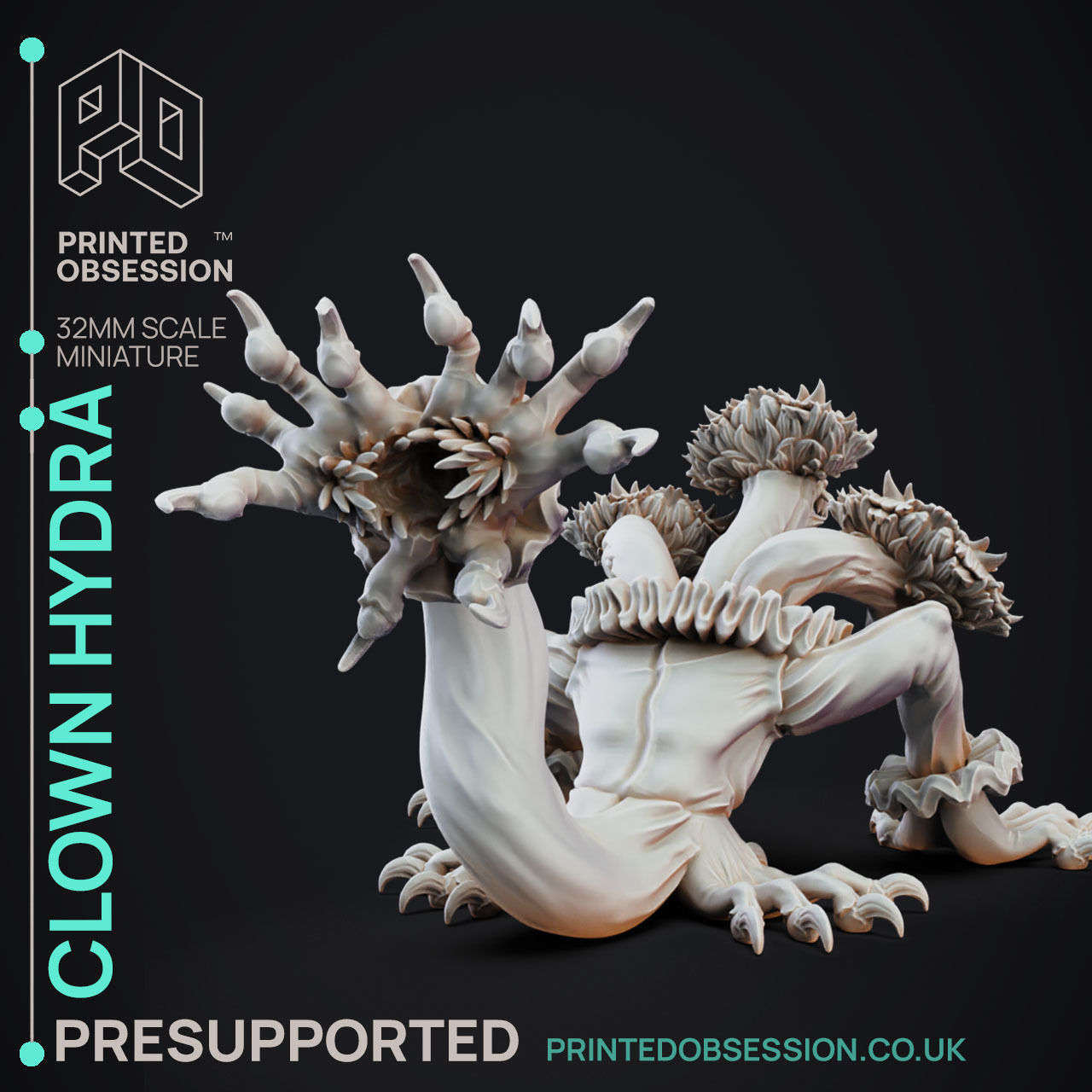 Clown Hydra - 3D Printable TTRPG - PRESUPPORTED - 32mm Scale 3D model ...