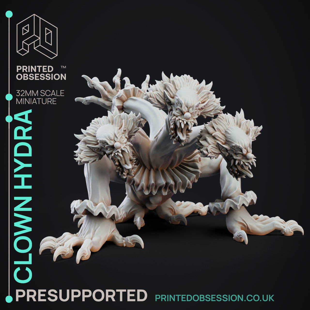 Clown Hydra - 3D Printable TTRPG - PRESUPPORTED - 32mm Scale 3D model ...