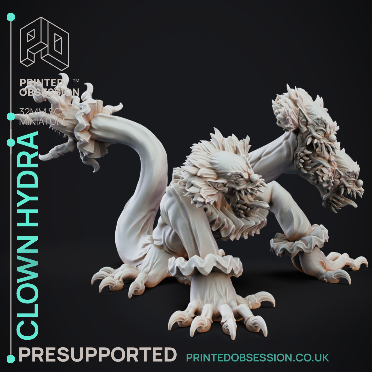 Clown Hydra - 3D Printable TTRPG - PRESUPPORTED - 32mm Scale 3D model ...