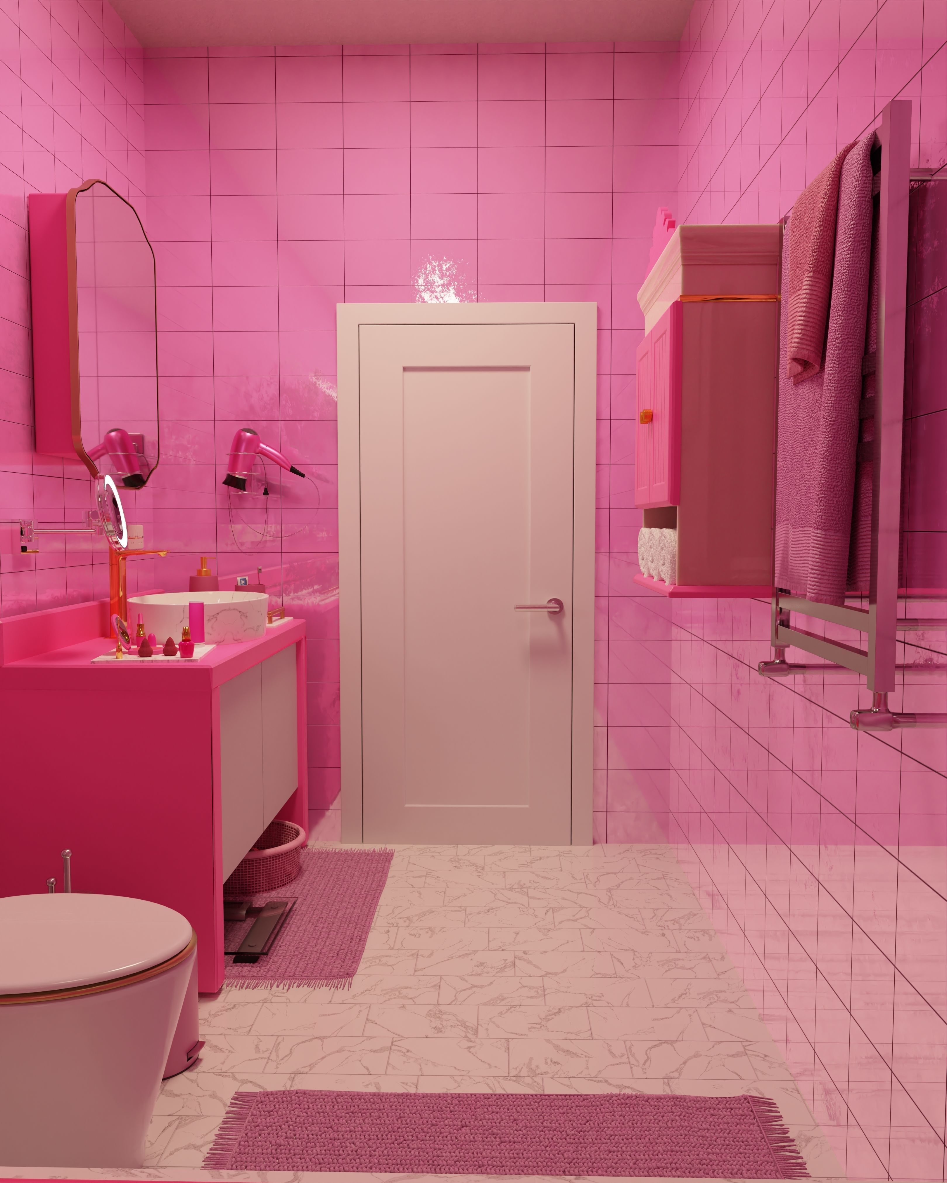 Barbie Bathroom 3D model animated rigged | CGTrader