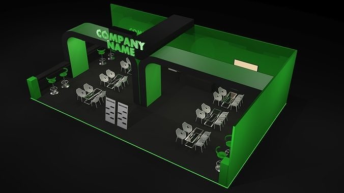 Green and Black Booth Exhibition Stand Stall 3D model | CGTrader