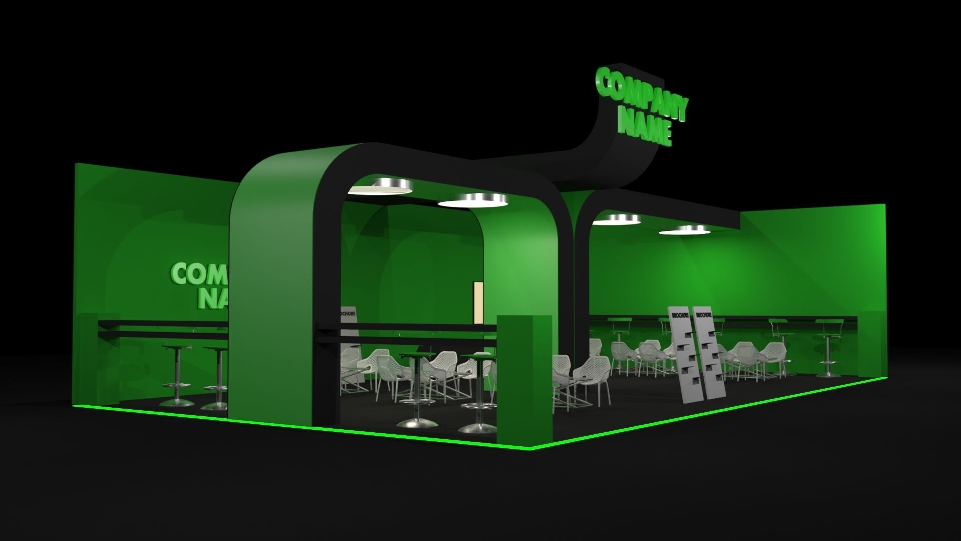 Green and Black Booth Exhibition Stand Stall 3D model | CGTrader