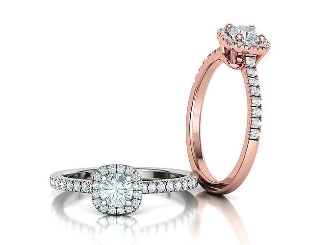 Cushion Halo Engagement Ring 40 pointer diamond 3D model 3D model 3D ...