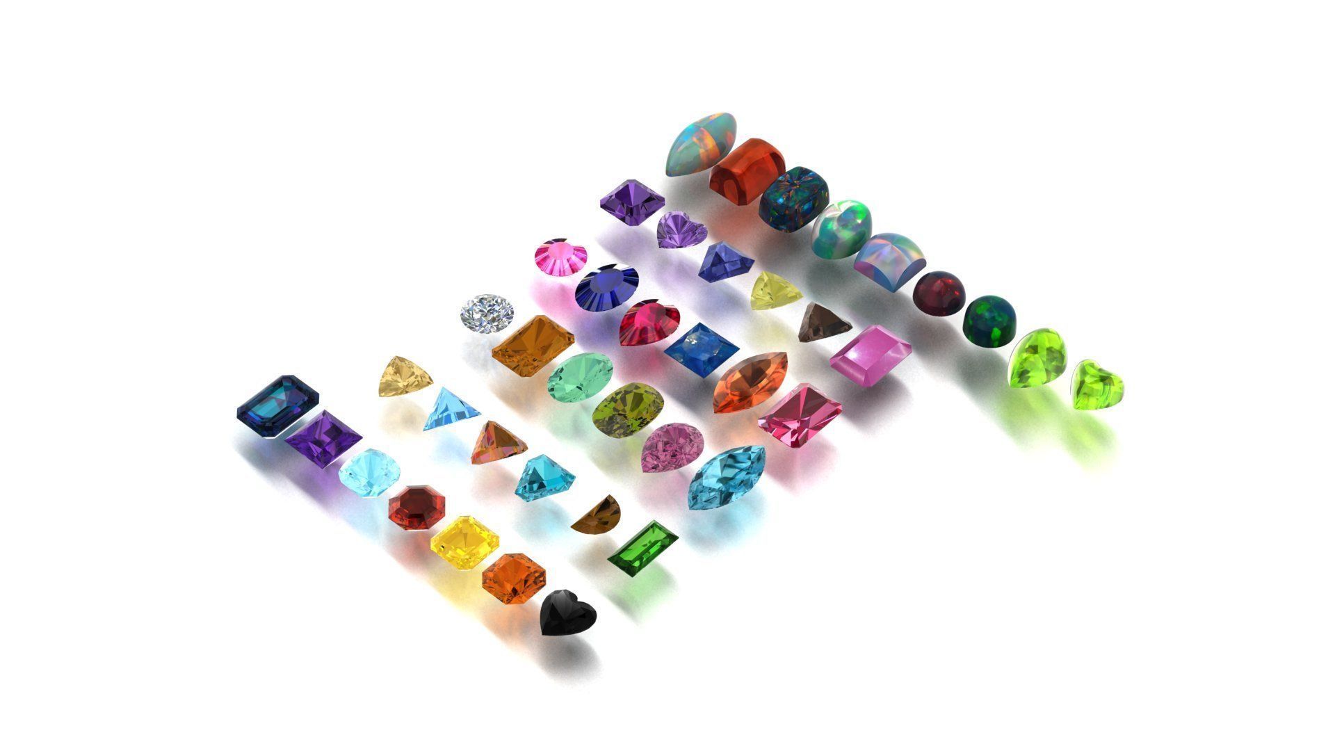 diamonds cabochon gems single cut diamond 3D model 3D printable | CGTrader