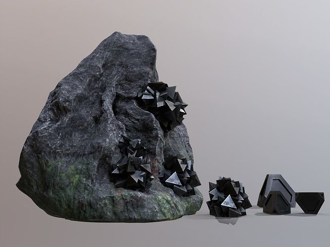 3D model Magnetite ore and refined magnetite resource deposit VR / AR ...