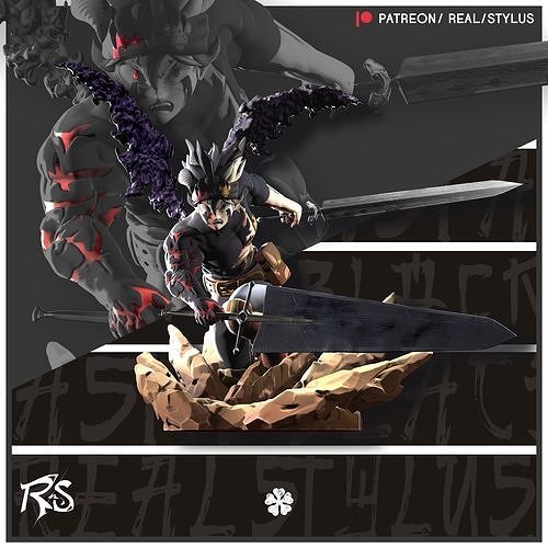 ASTA - 3D PRINT - BLACK CLOVER STYLIZED 3D model 3D printable | CGTrader
