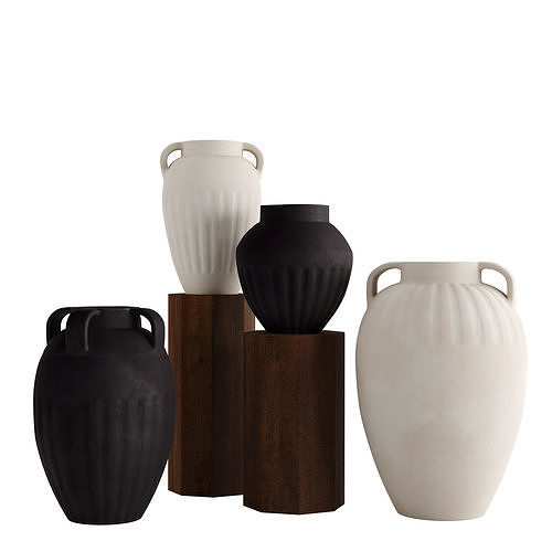 Grooved Ceramic Vases 3D model | CGTrader