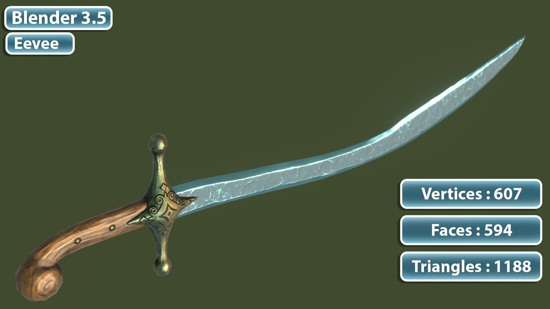 Stylized Turkish Sword free VR / AR / low-poly 3D model | CGTrader