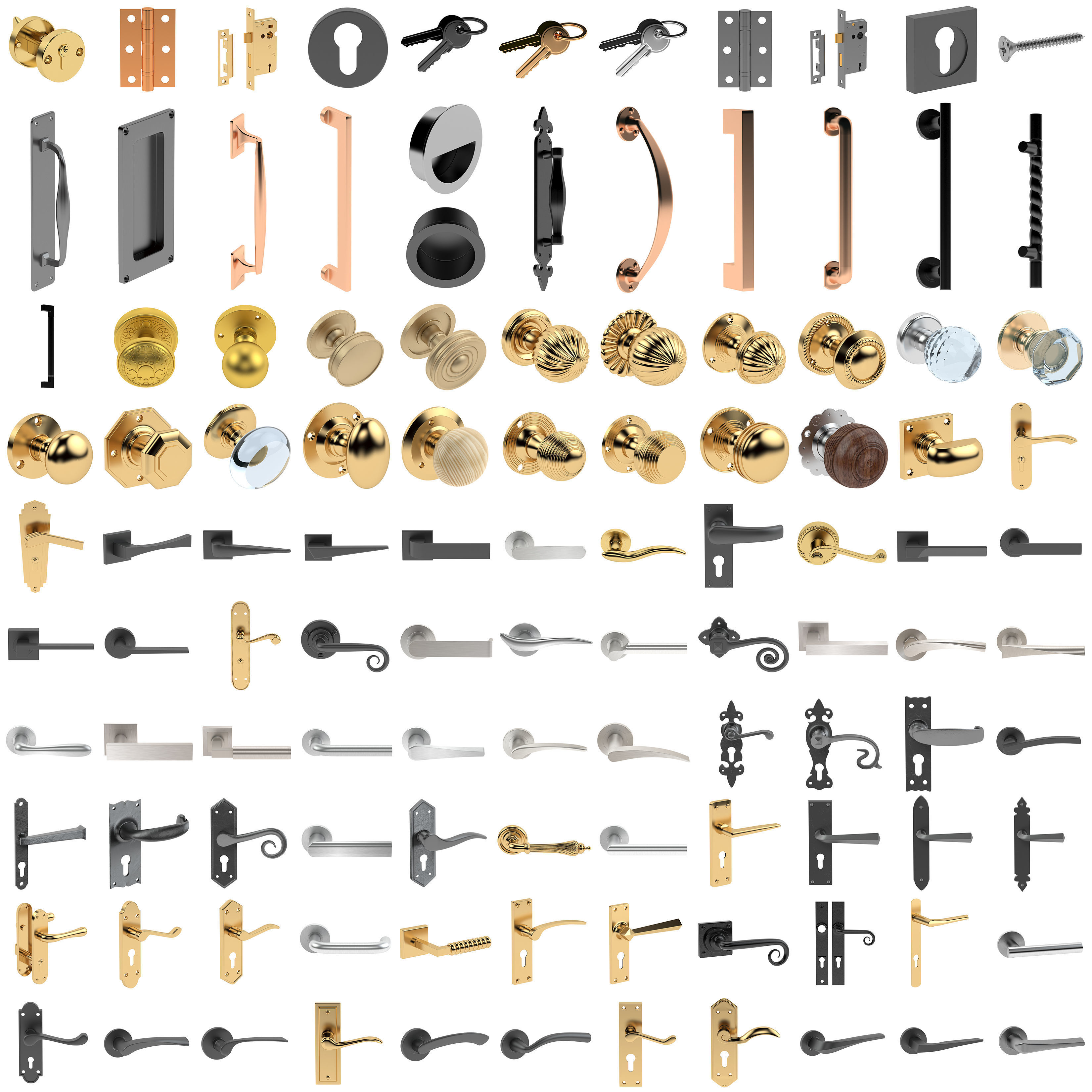 100 Door Handles Collection 3D model | CGTrader