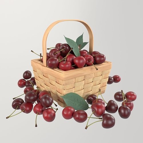 Cherry basket 3D model | CGTrader