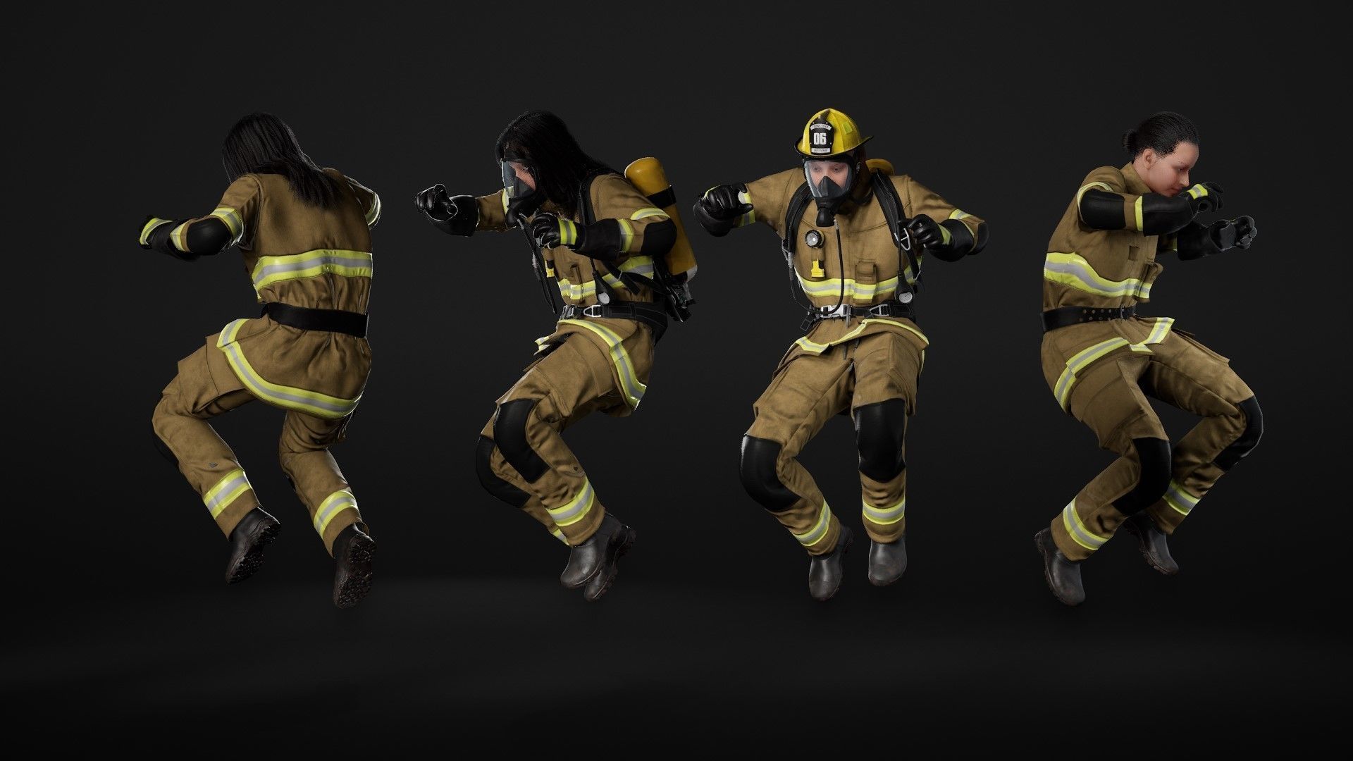 3D model Realistic 3D model of Woman Firefighter - Modular - Rigged VR ...