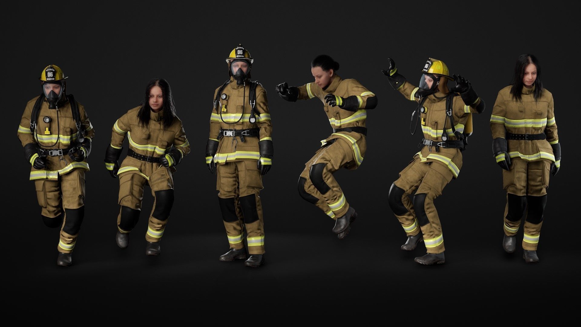 3D model Realistic 3D model of Woman Firefighter - Modular - Rigged VR ...