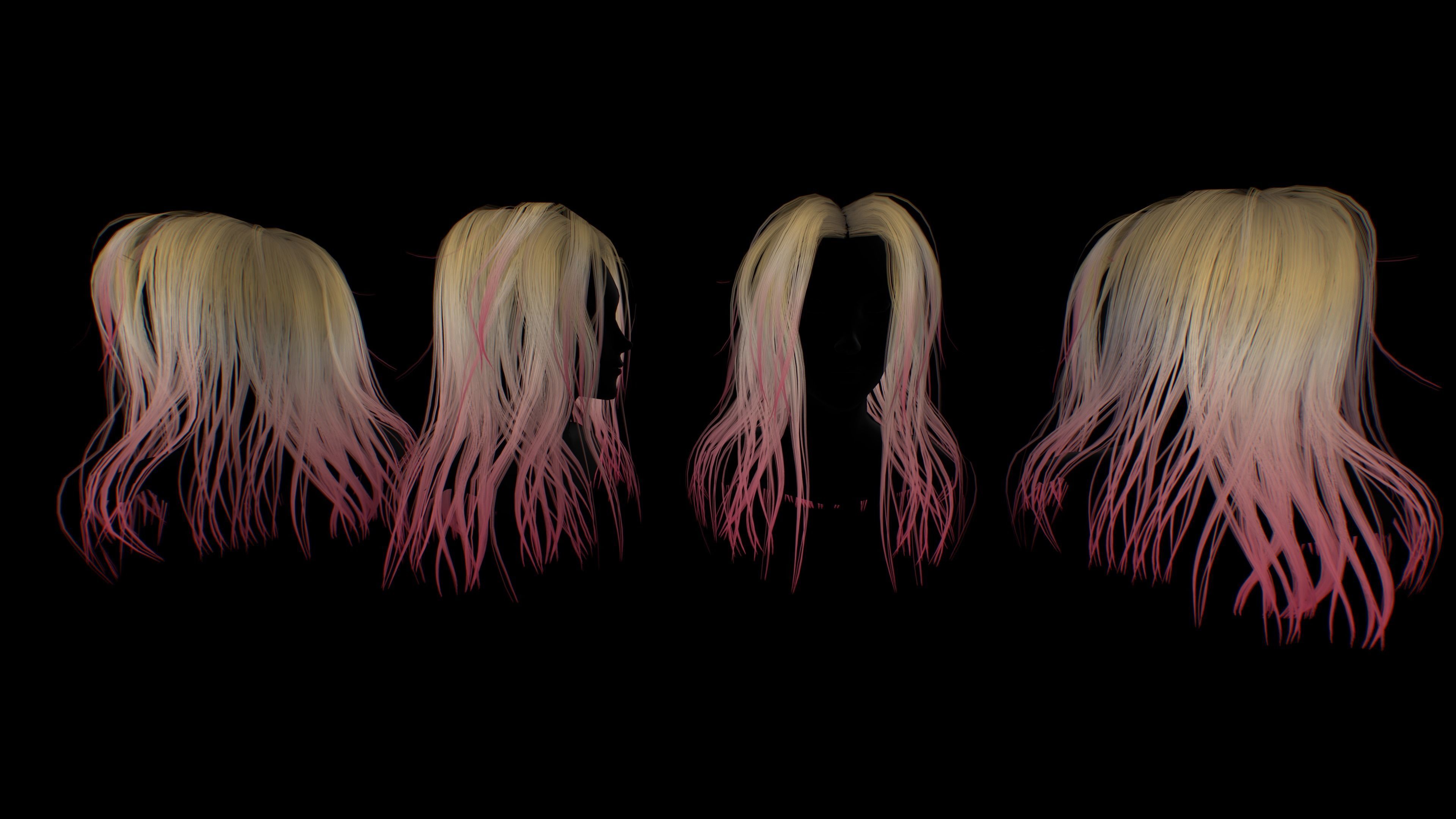 3D model Low-Poly long wavy hair VR / AR / low-poly | CGTrader