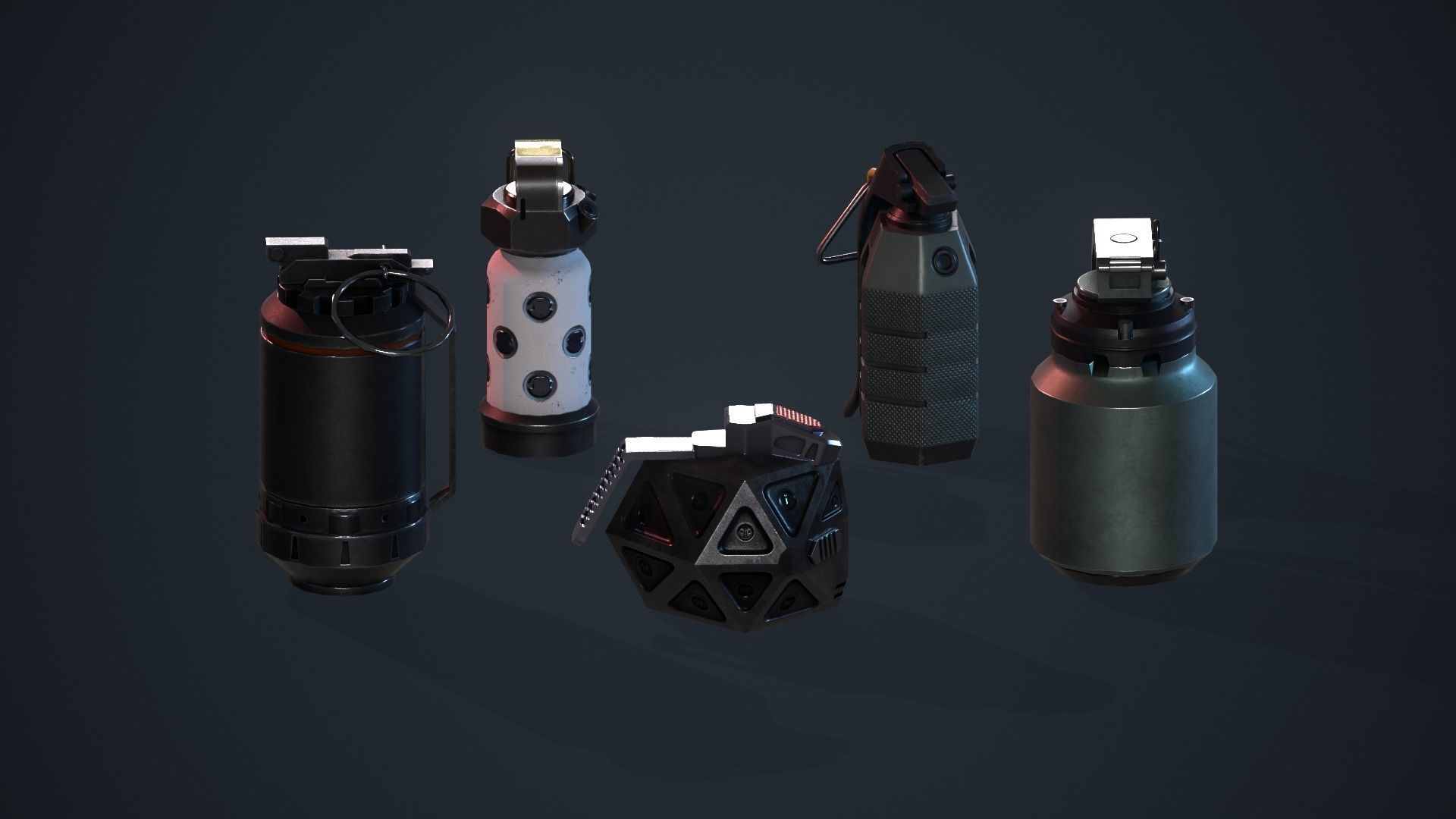 3D model Game Ready Pack Of Sci Fi Cyberpunk Hand Grenades AR VR VR / AR / low-poly | CGTrader