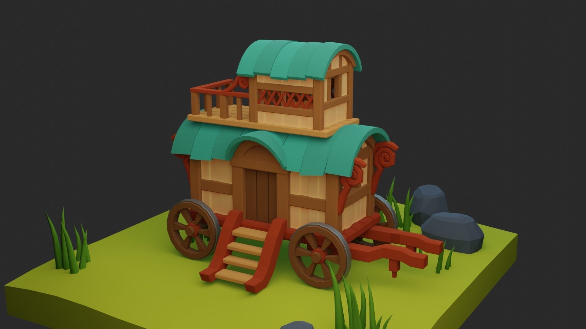3D model Low poly Wagon VR / AR / low-poly | CGTrader
