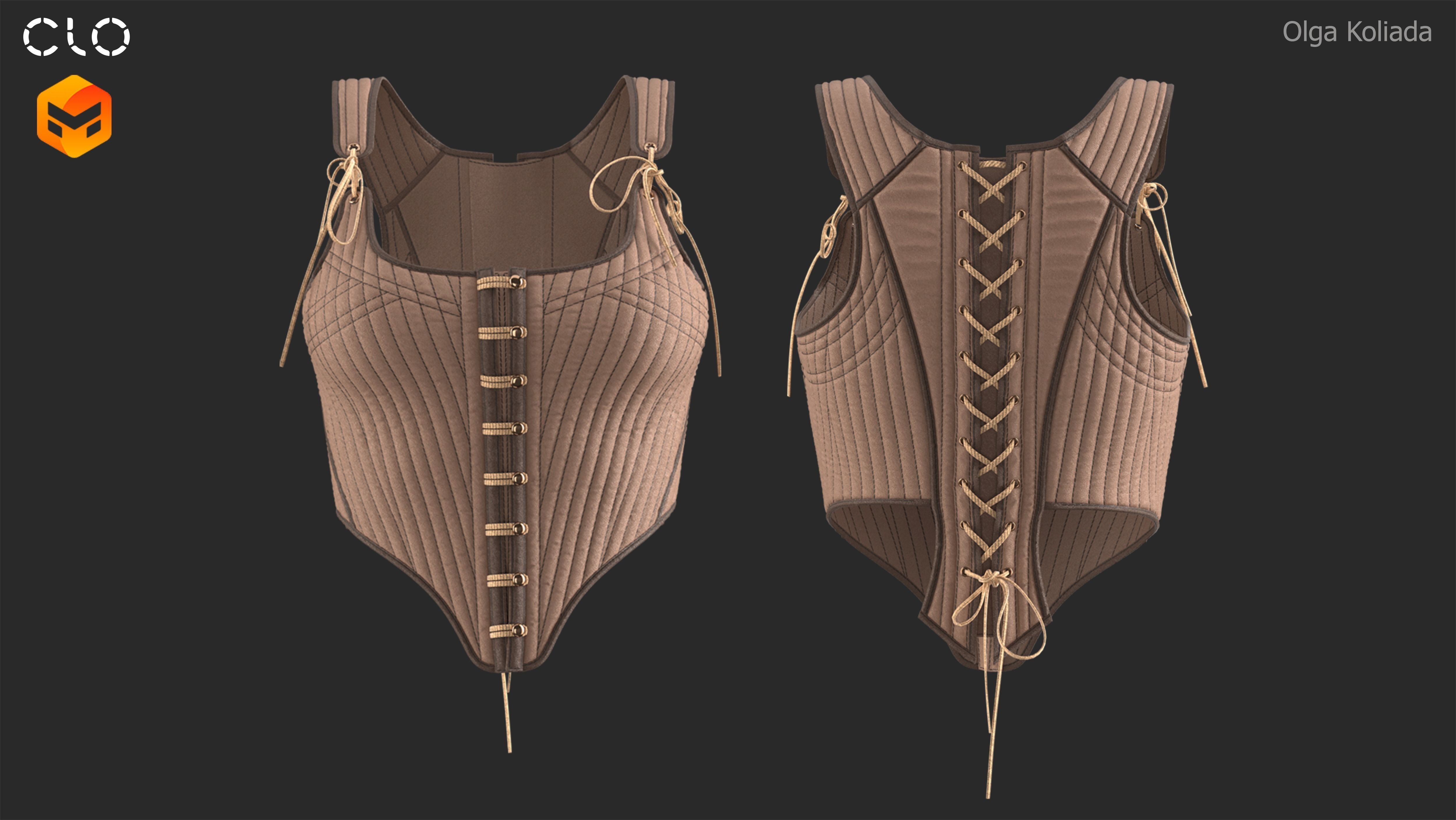 Corset Marvelous Designer project and OBJ 3D model 3D model | CGTrader