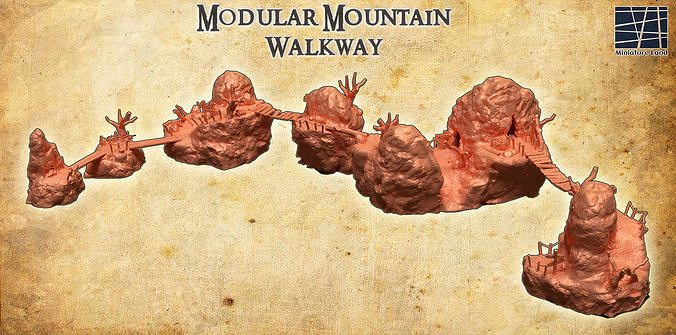 Modular Mountain Walkway 28 mm Tabletop Terrain 3D model 3D printable ...