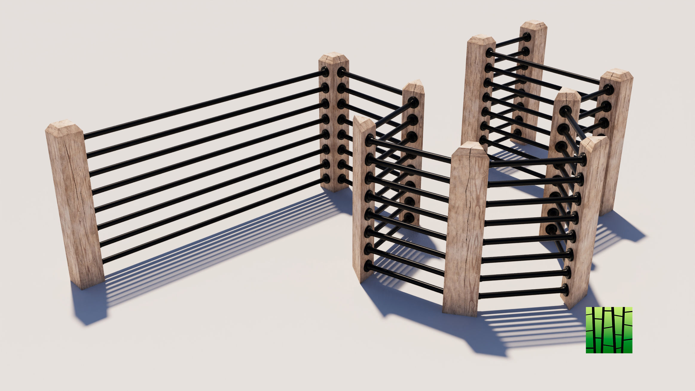 3D model Wood Railings RailClone VR / AR / low-poly | CGTrader