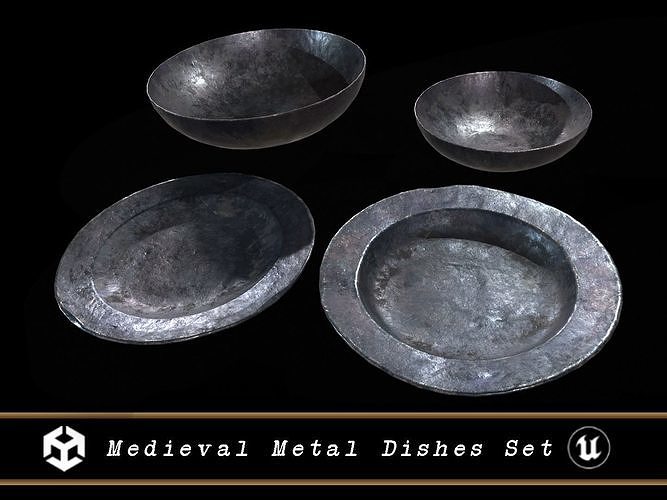 3D model Medieval Iron Dishes Set VR / AR / low-poly | CGTrader