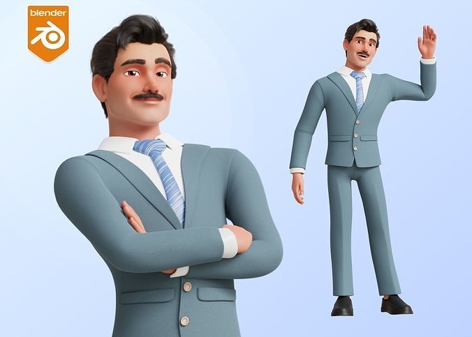 3D model Business Man Character VR / AR / low-poly rigged animated ...