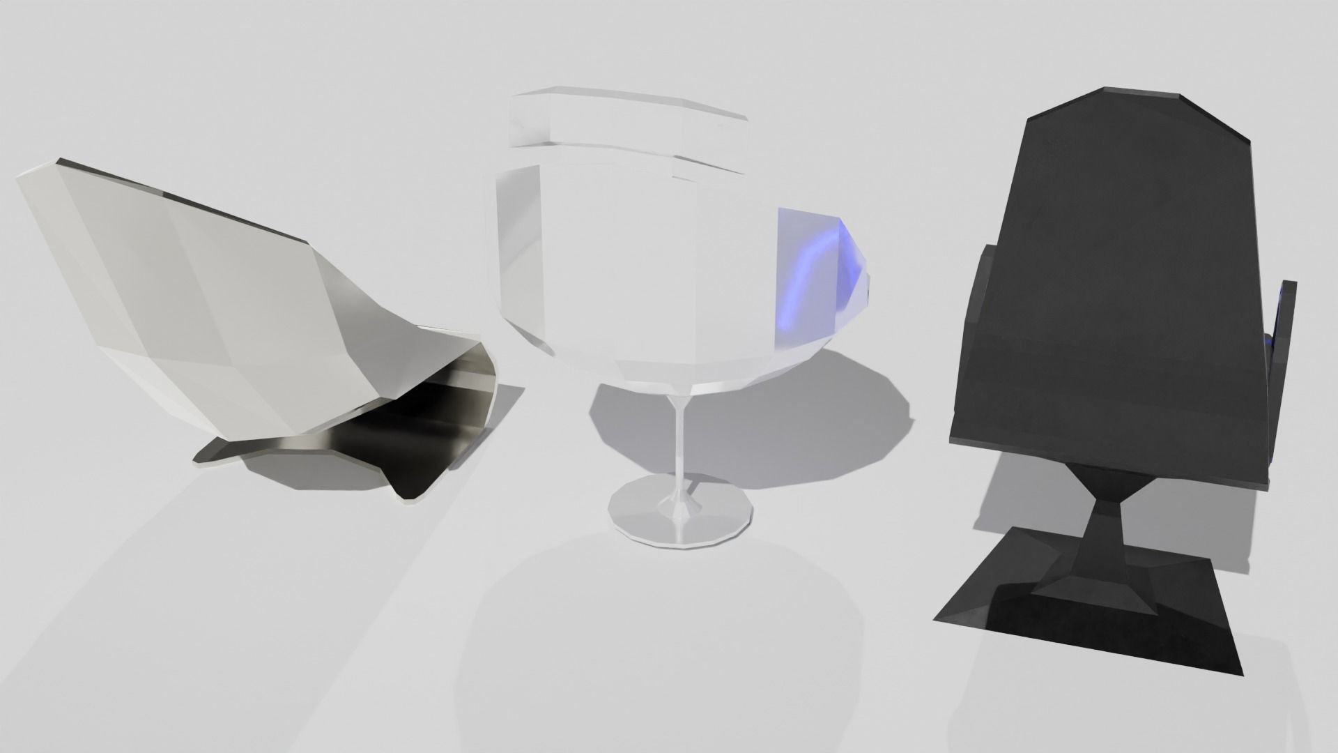 3D model Set chairs futuristic furniture VR / AR / low-poly | CGTrader