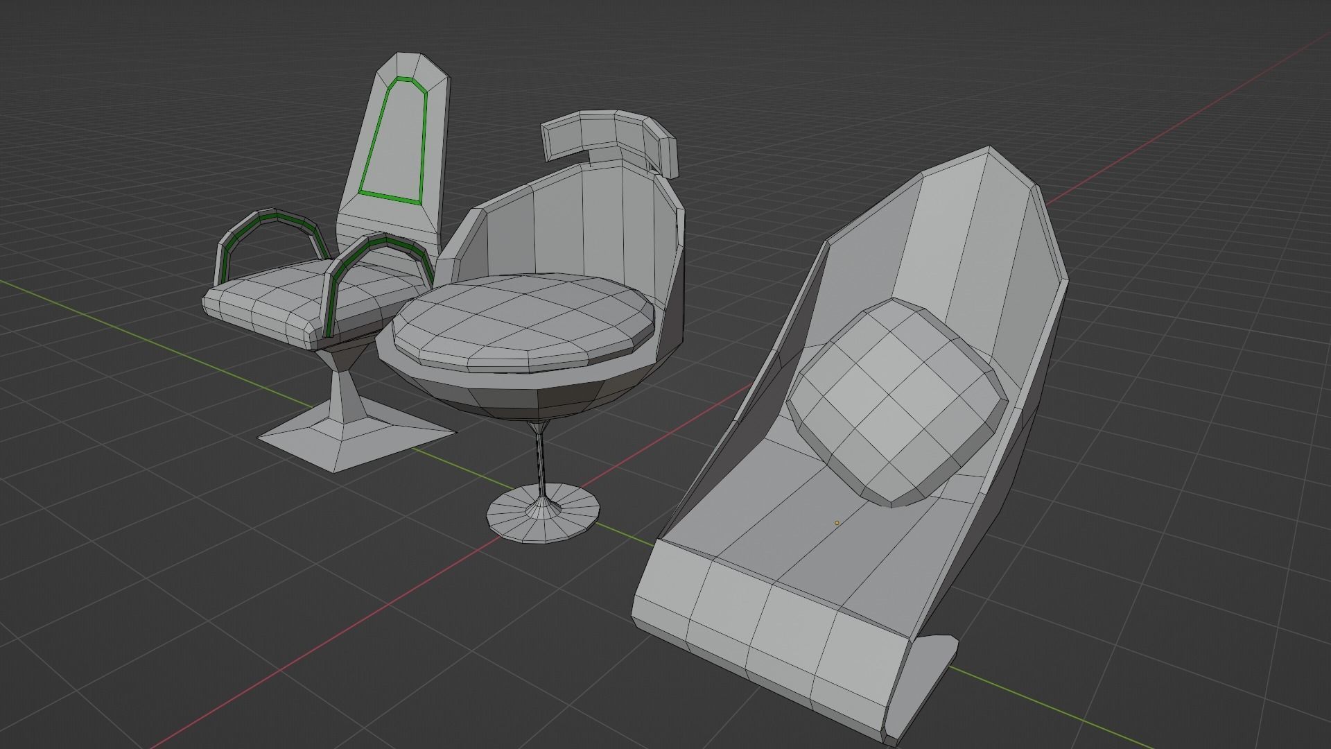 3D model Set chairs futuristic furniture VR / AR / low-poly | CGTrader