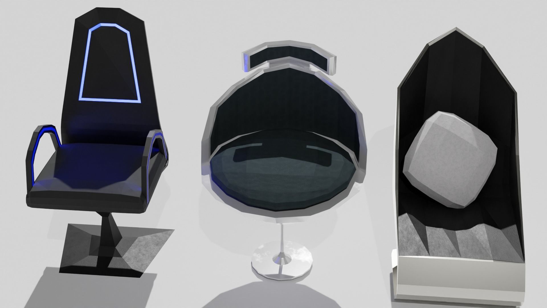 3D model Set chairs futuristic furniture VR / AR / low-poly | CGTrader