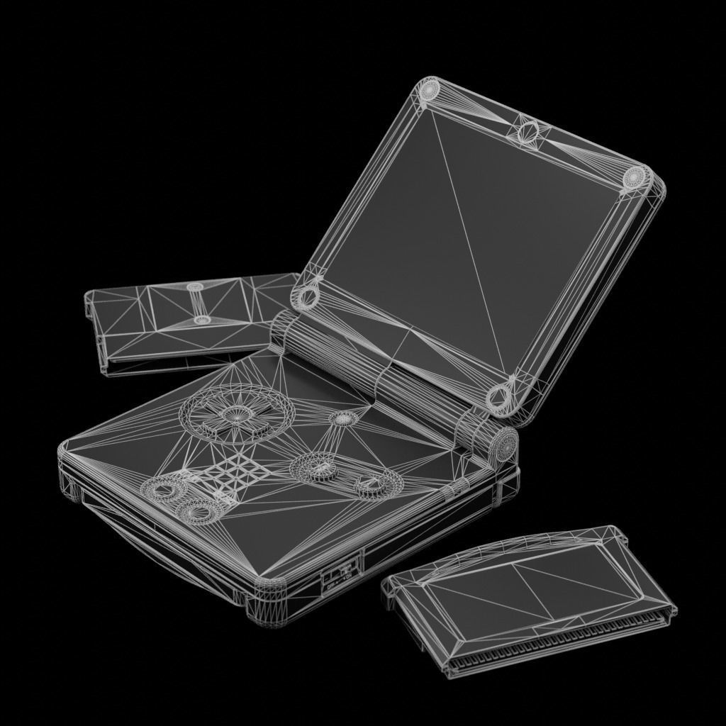 Gameboy Advance SP with game cart 3D model animated rigged | CGTrader