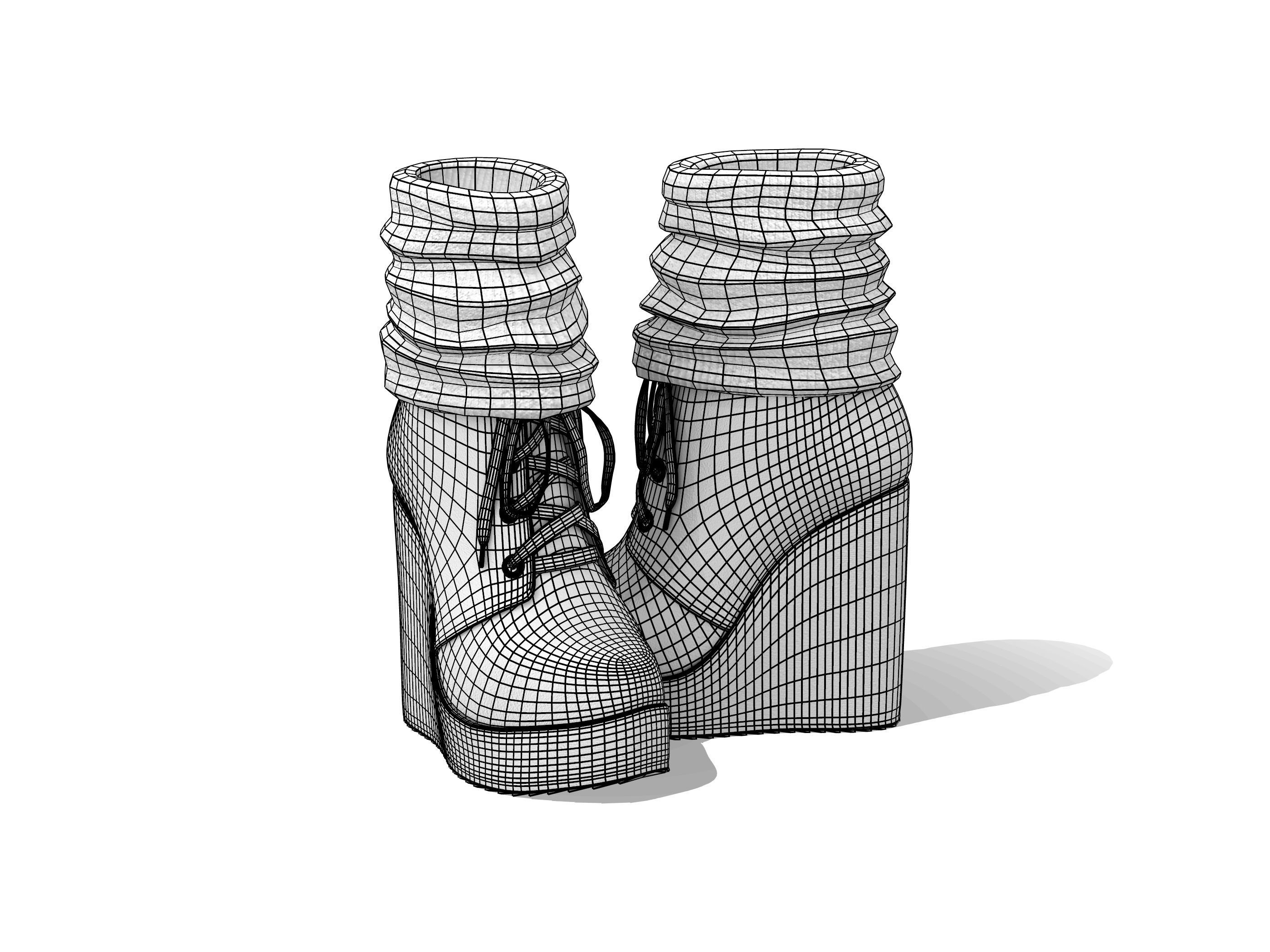 3D model Wedge Ankle Boots with Socks VR / AR / low-poly | CGTrader