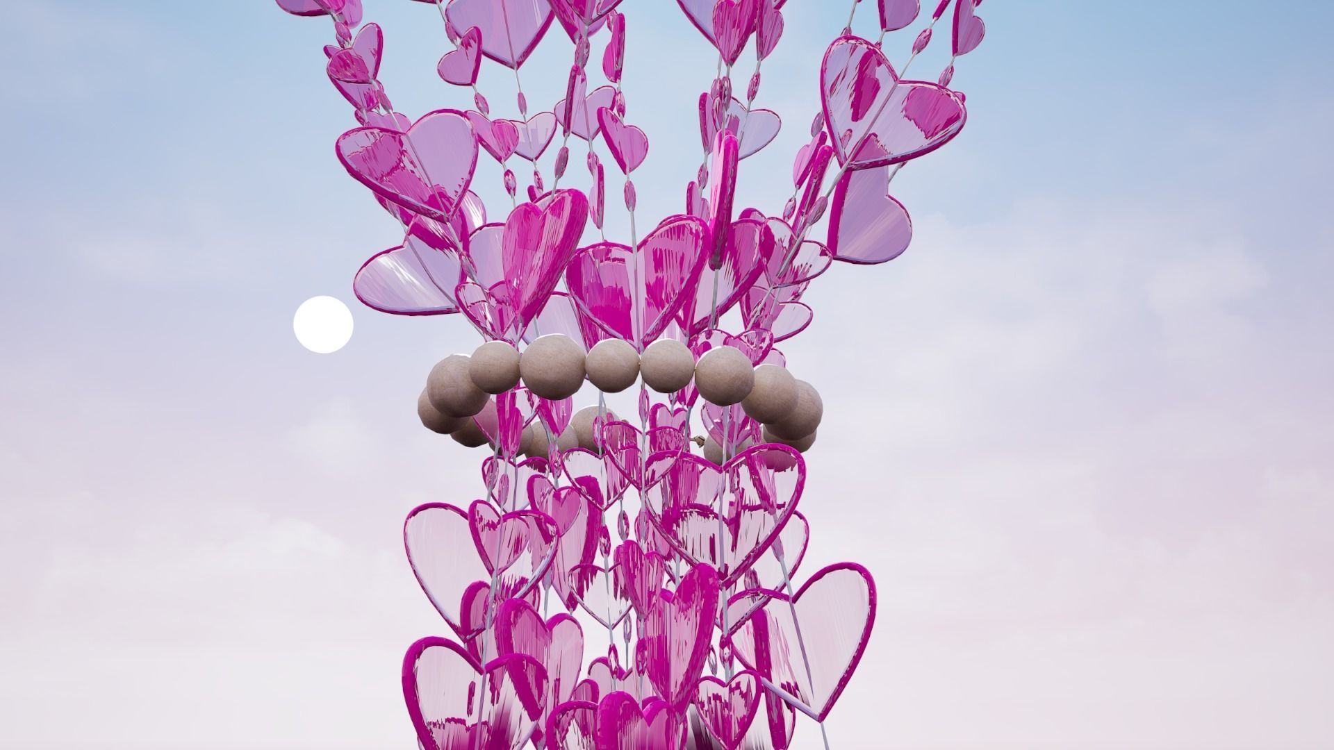 Heart shape beaded curtain 3D model | CGTrader