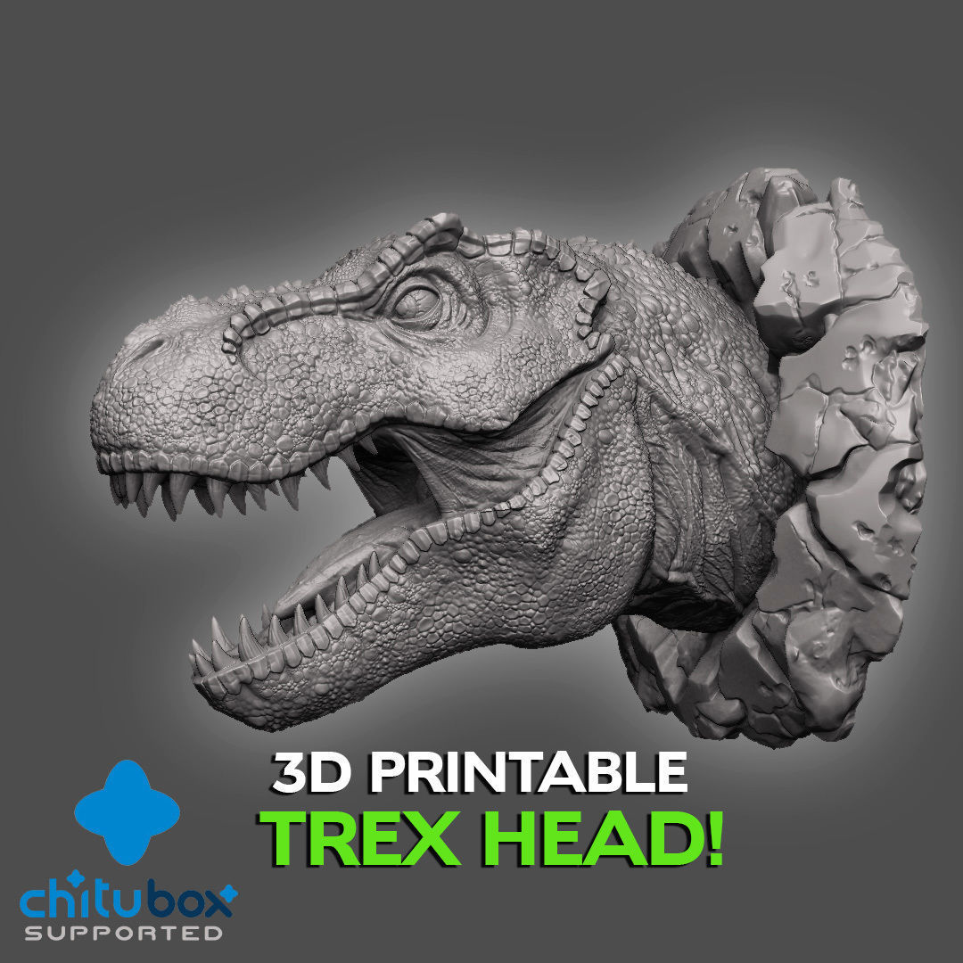 3D Printable Wall Busting Trex Head 3D model 3D printable | CGTrader
