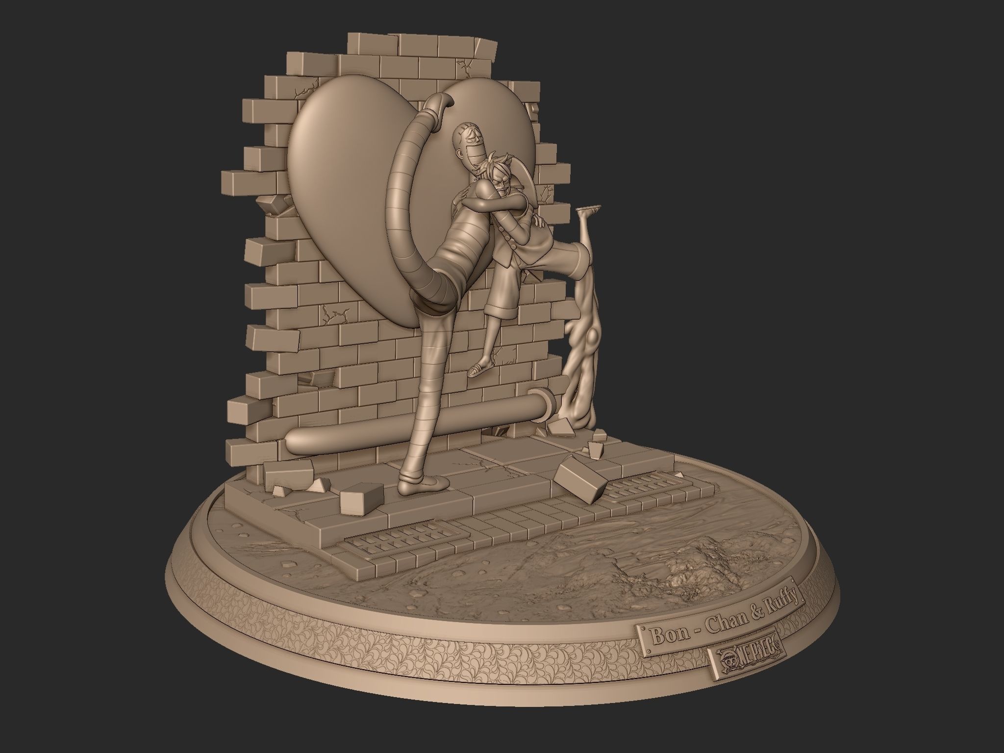 One Piece Luffy and Mr2 3D model 3D printable | CGTrader