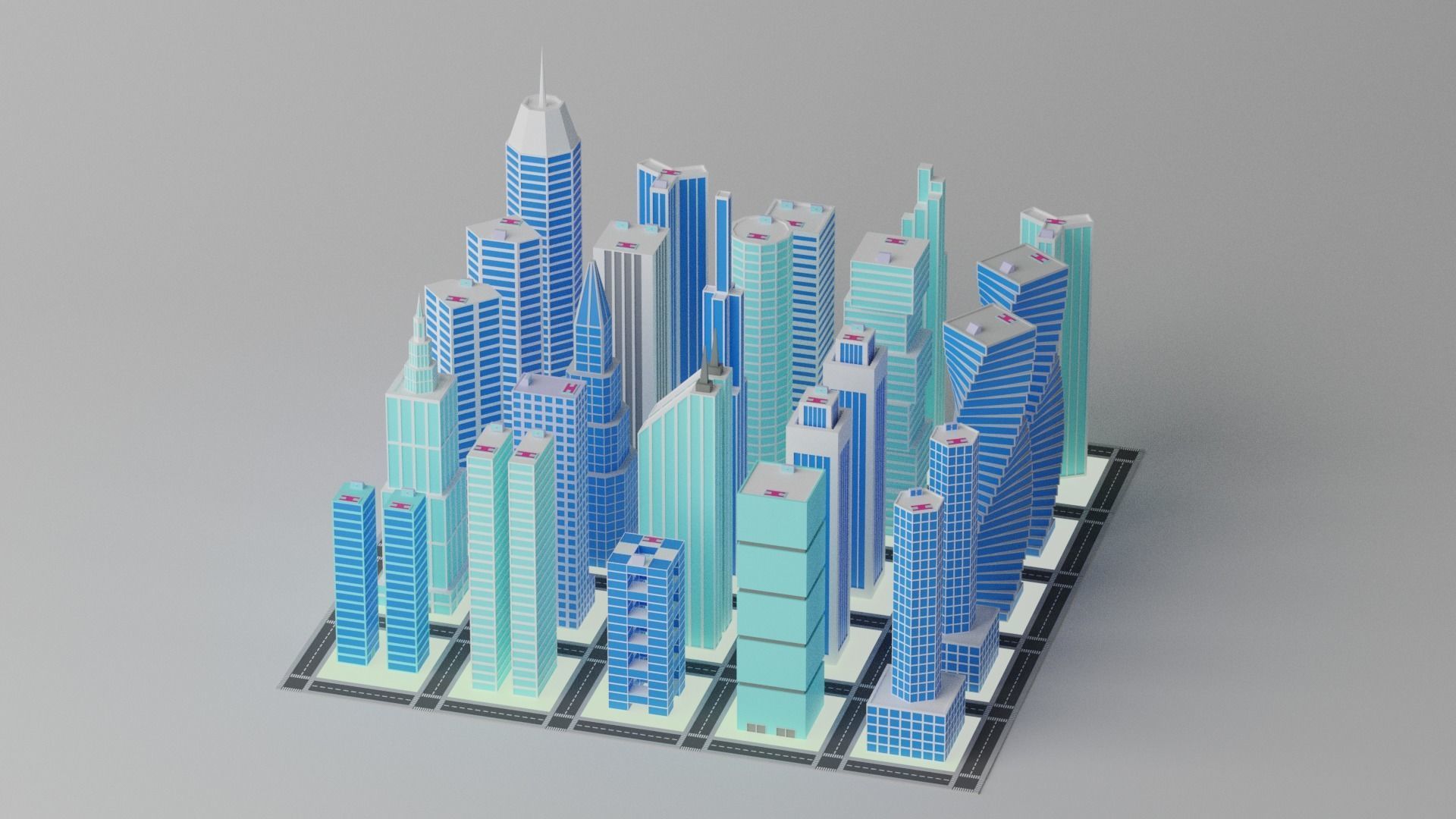 Cartoon City Buildings Pack 3D model | CGTrader