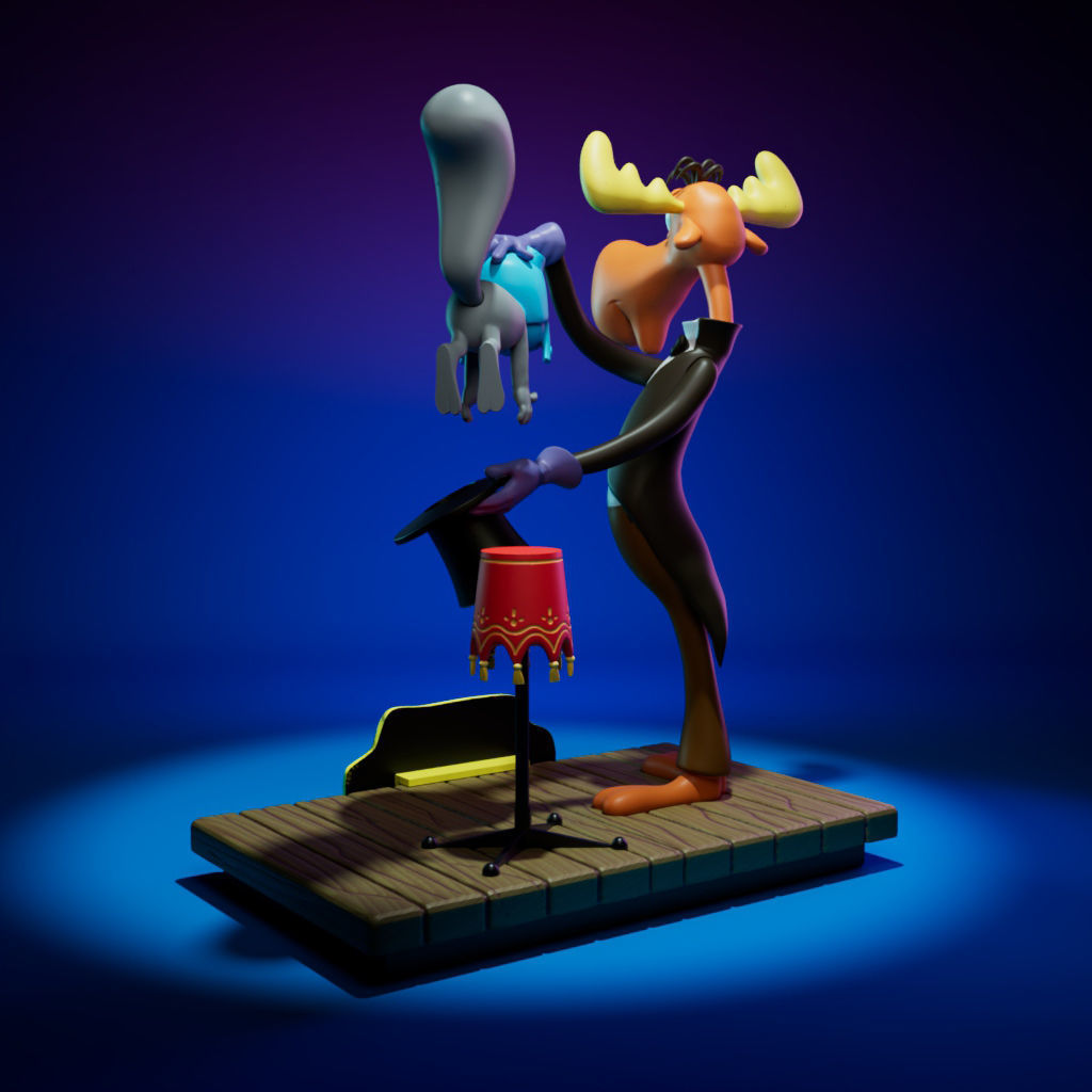 Rocky and Bullwinkle - Magic Time 3D model 3D printable | CGTrader