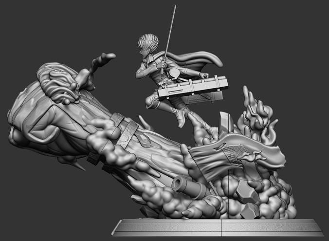 Levi Ackermann vs Armored Titan 3D model 3D printable | CGTrader