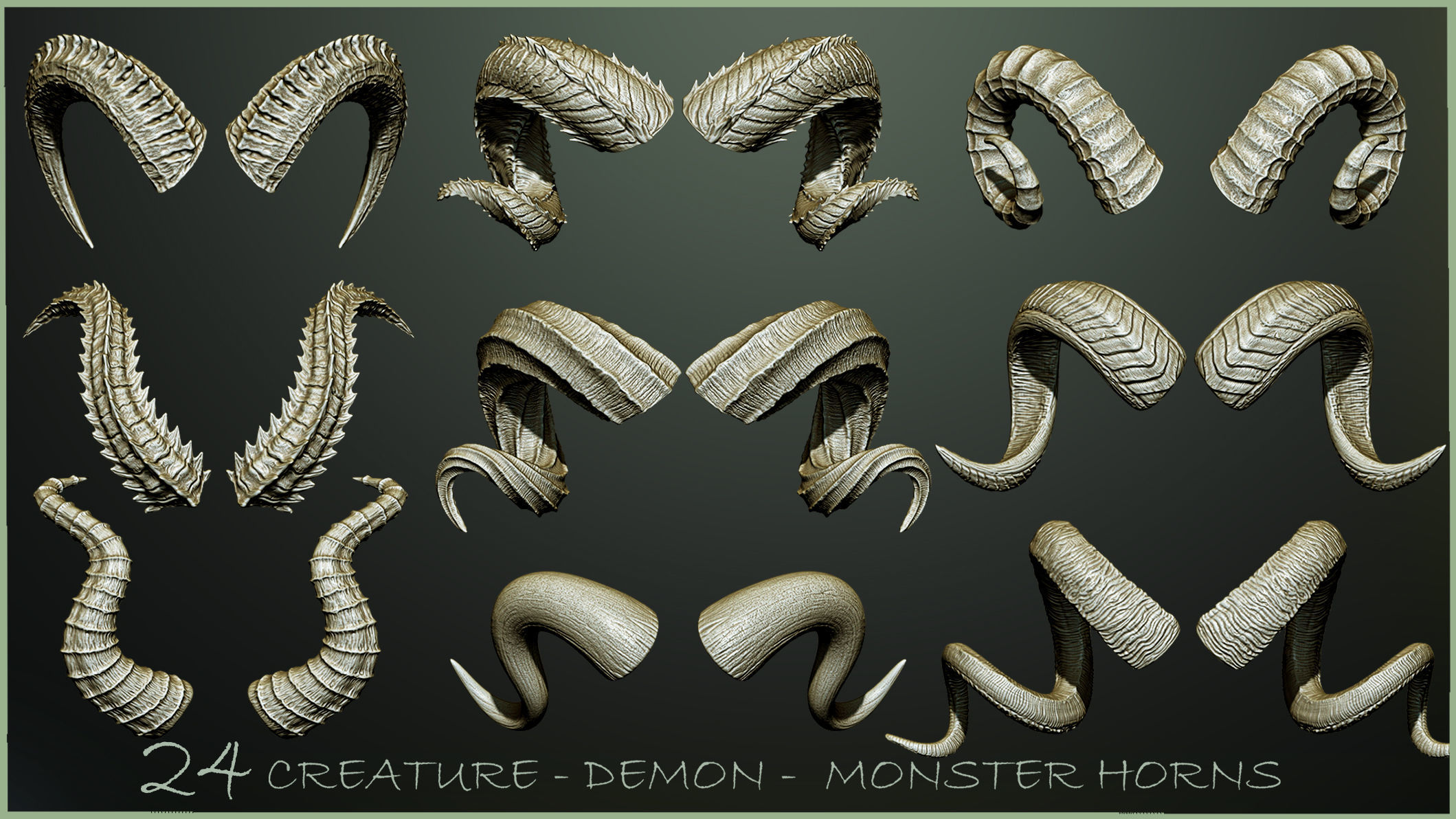 24 Creature Monster Demon Horns 3D model | CGTrader