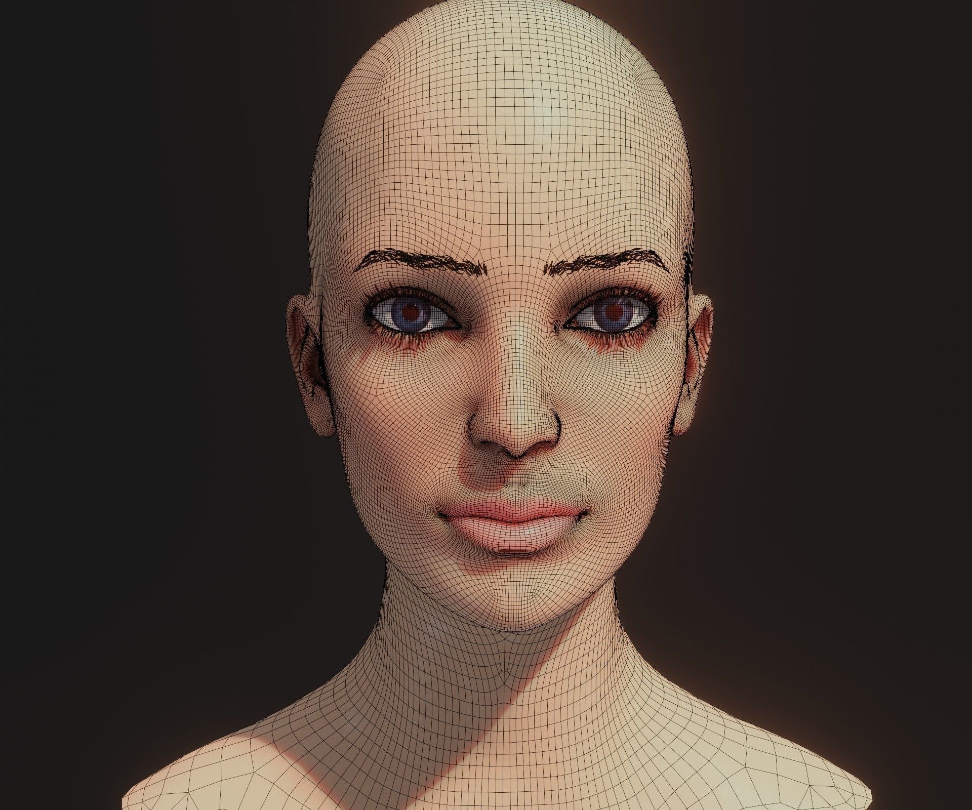 Realistic Female Head 3D Model Animated with Facial Expressions 3D ...