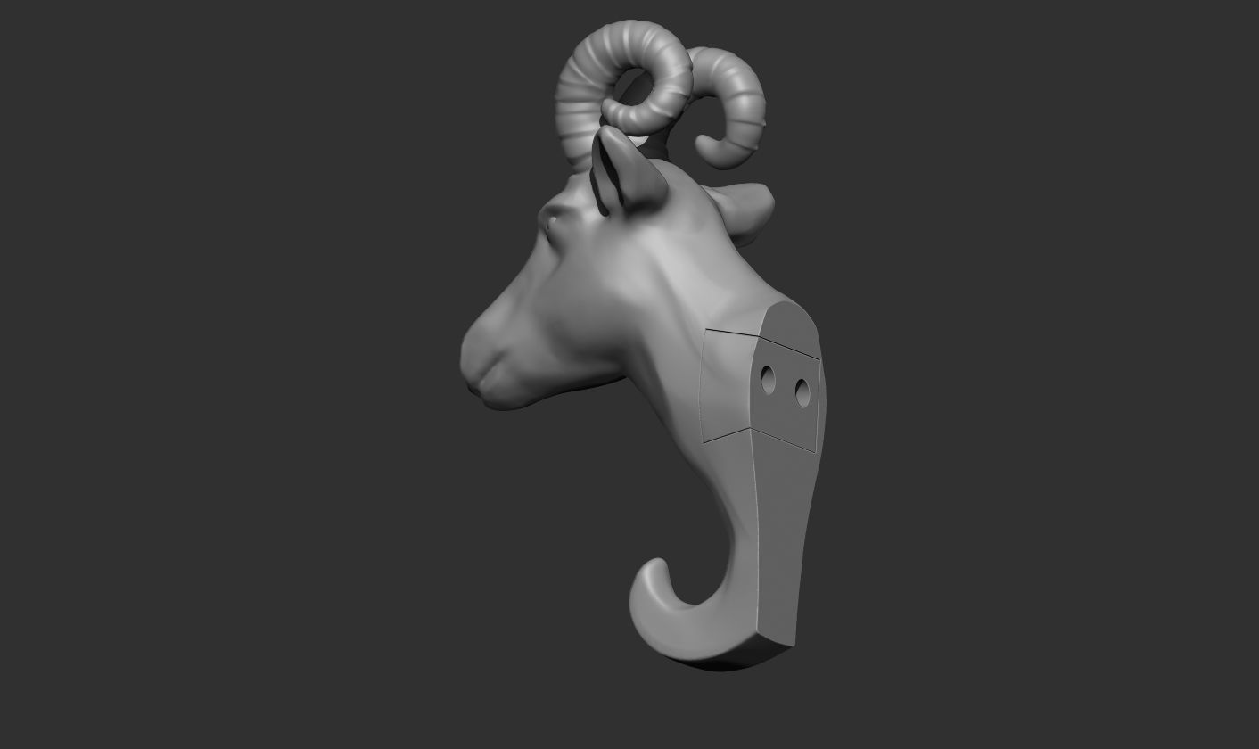 Goat Wall Hook 3D model 3D printable | CGTrader