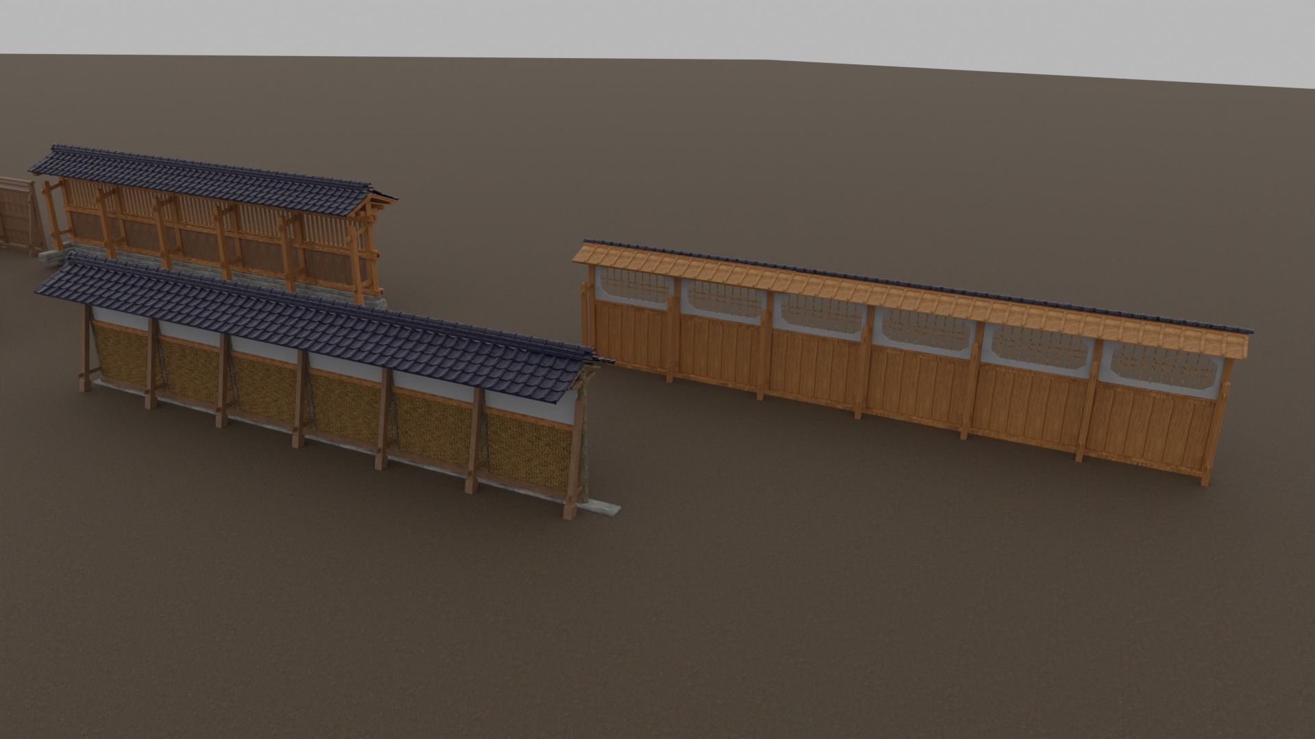 10 types of Japanese traditional style gates and fences 3D model | CGTrader