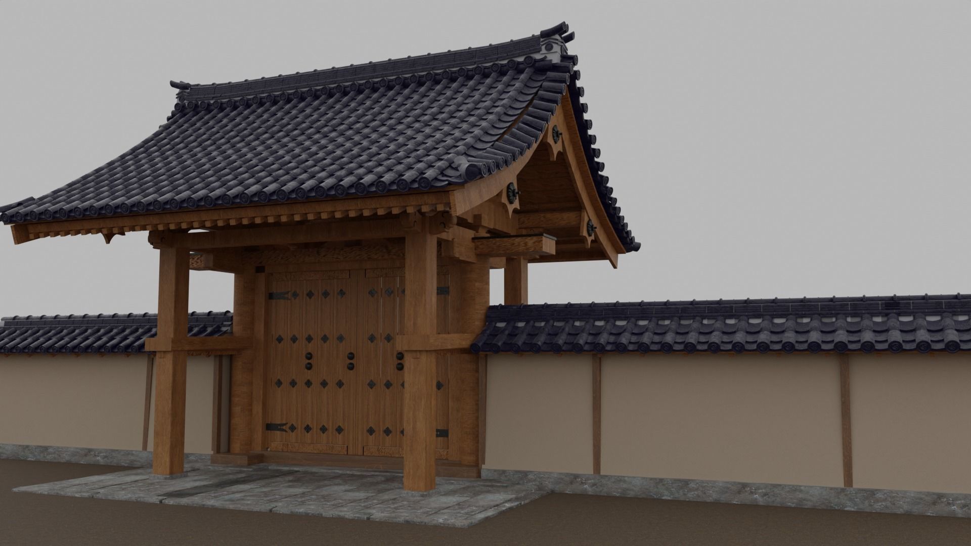 10 types of Japanese traditional style gates and fences 3D model | CGTrader