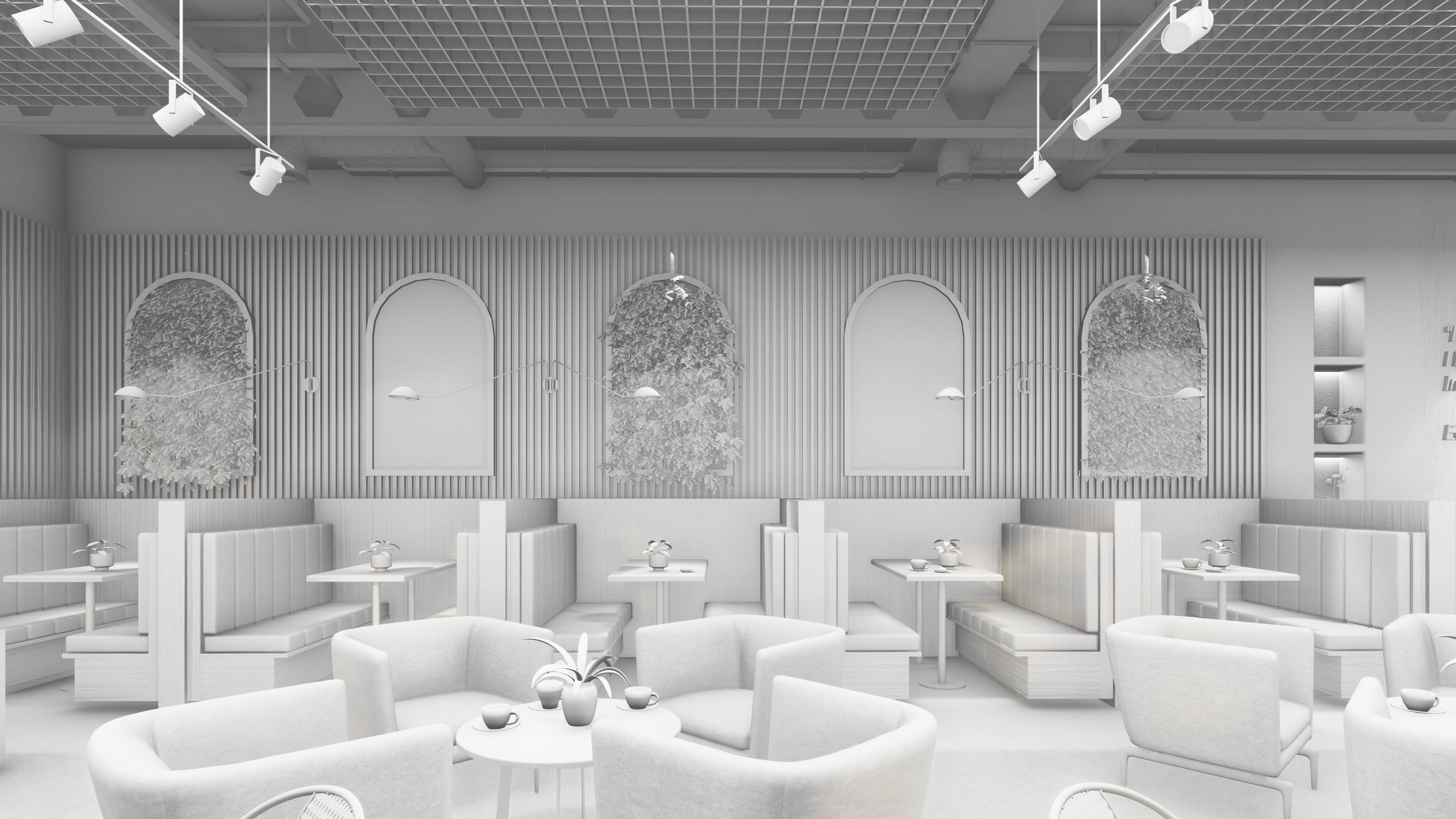 Modern Coffee Shop Interior - 2D drawing A1 size 3D model | CGTrader