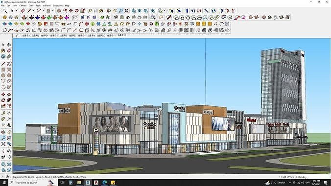 office building shopping mall sketchup model 3D model | CGTrader