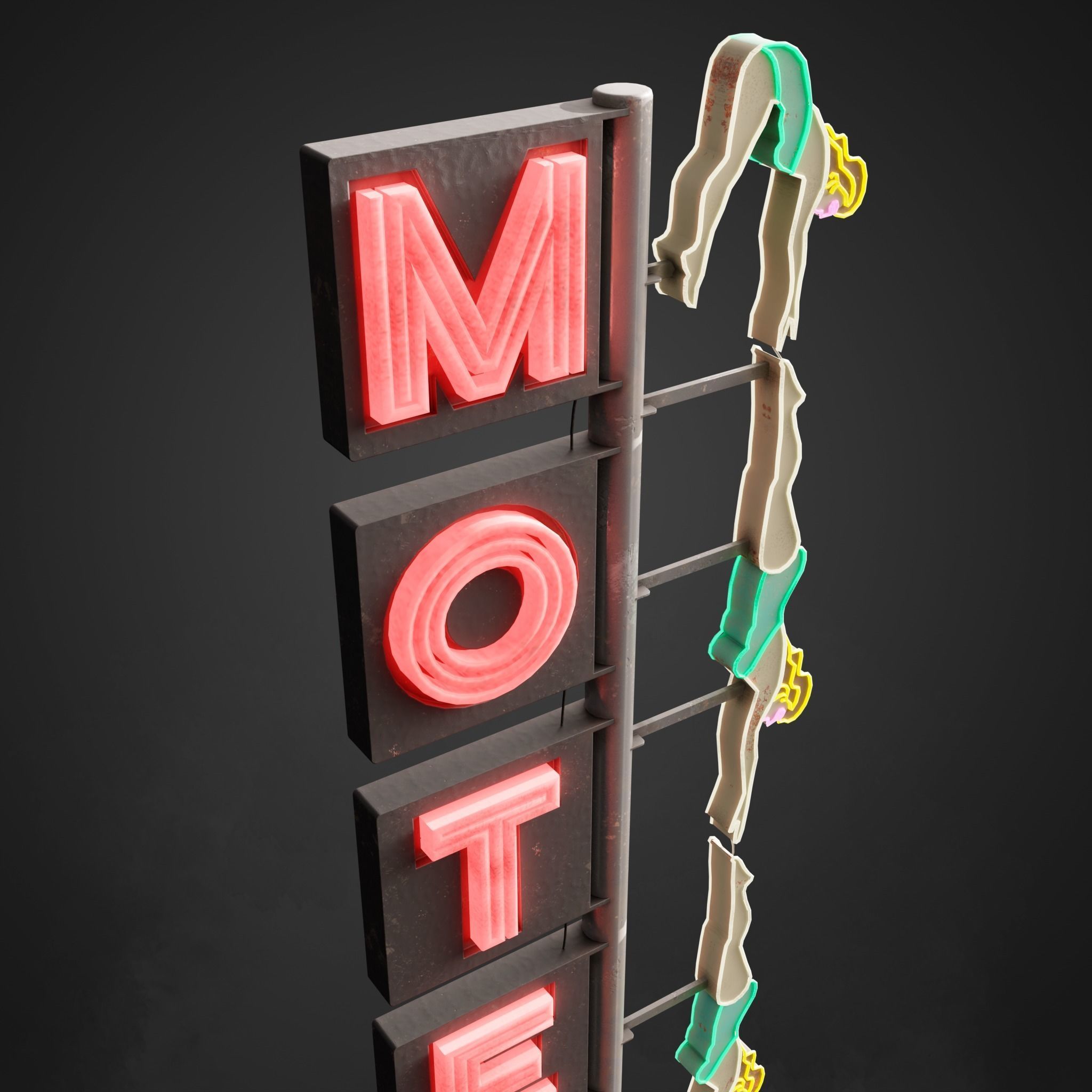 Neon sign Motel in 3 types free VR / AR / low-poly 3D model | CGTrader
