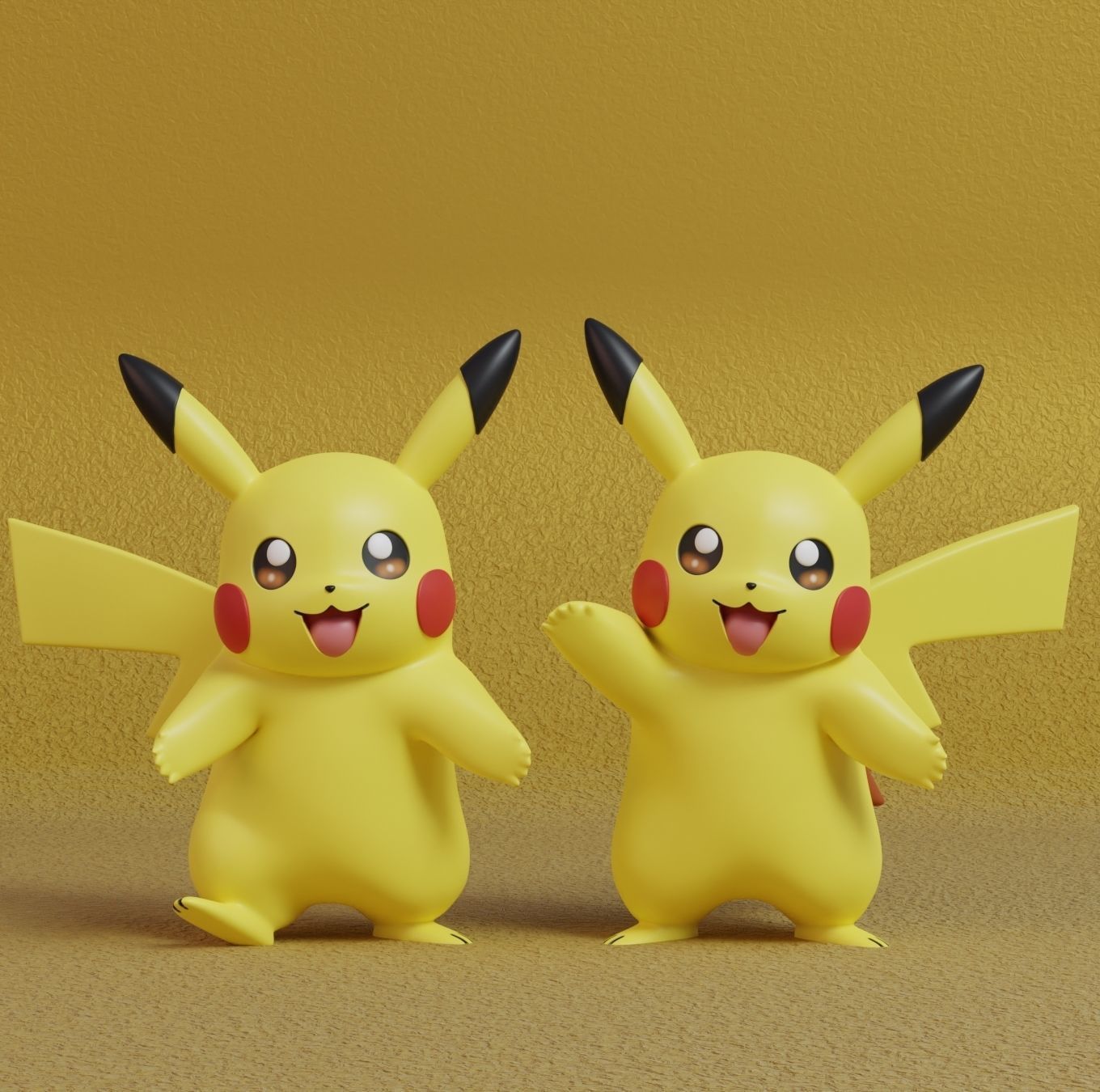 Pokemon - Pichu Pikachu and Raichu with 2 poses 3D model 3D printable ...
