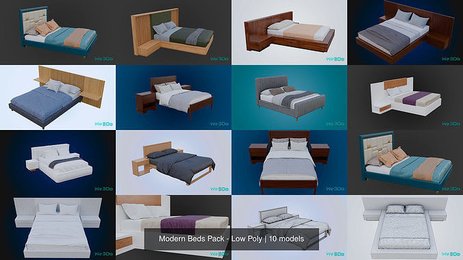3D Model Collection Modern Beds Pack - Low Poly VR / AR / low-poly ...